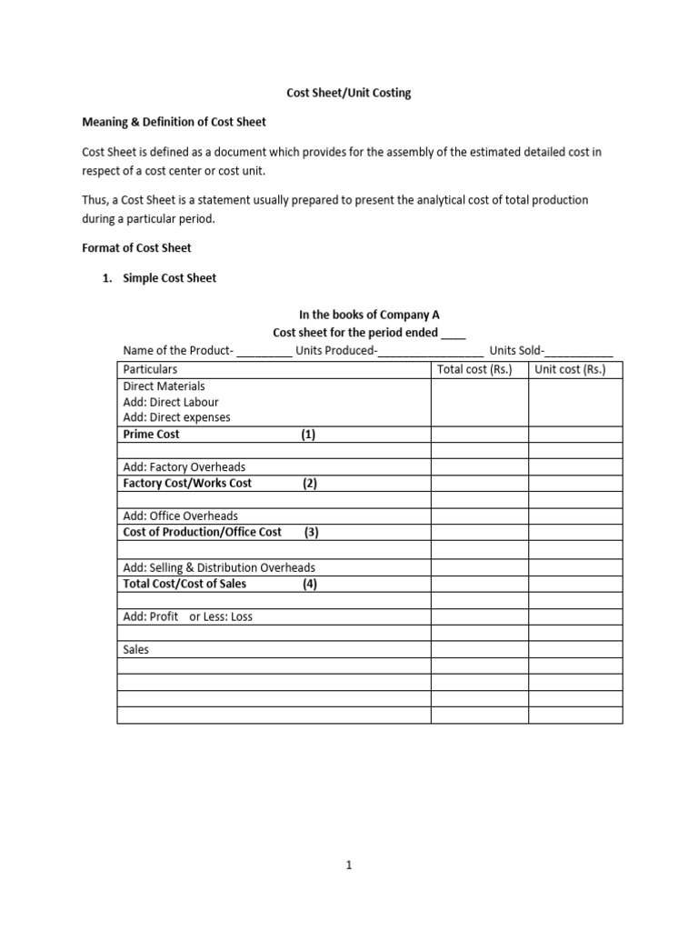 Unit Costing | Download Free PDF | Cost Of Goods Sold | Cost