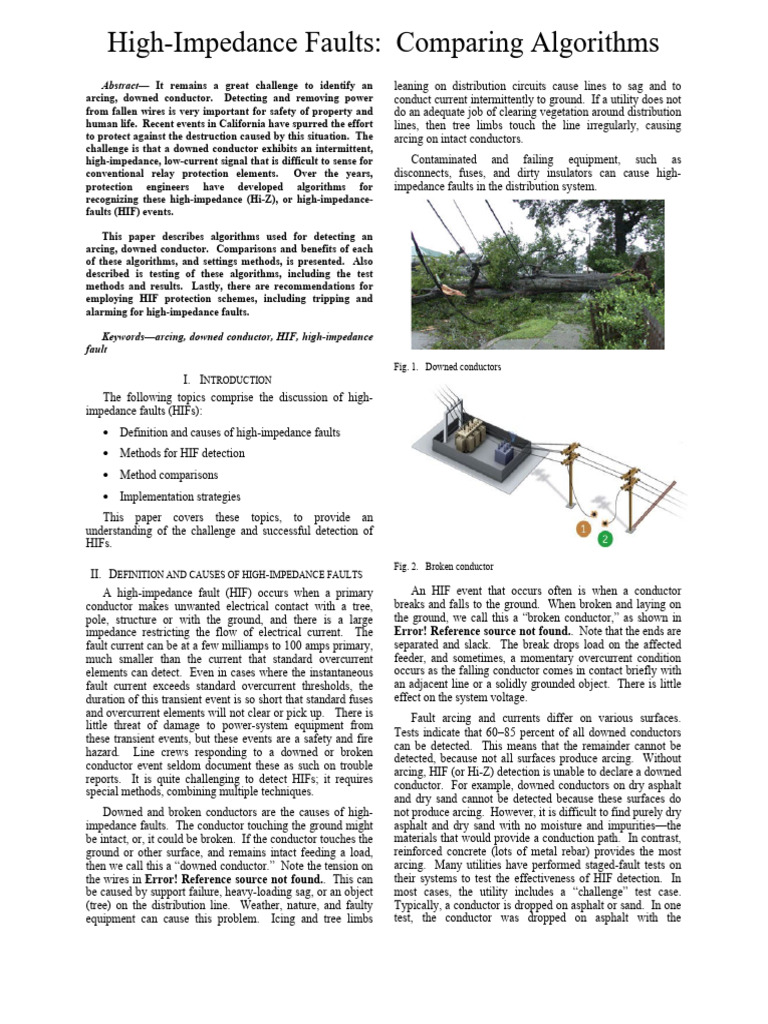 High Impedance Faults Paper Pdf Ac Power Electric Arc