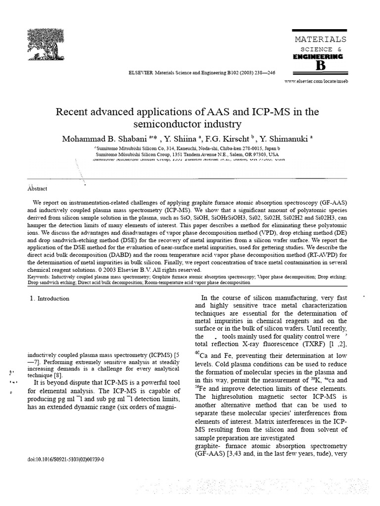 ICP-MS Application | PDF | Chemistry | Materials
