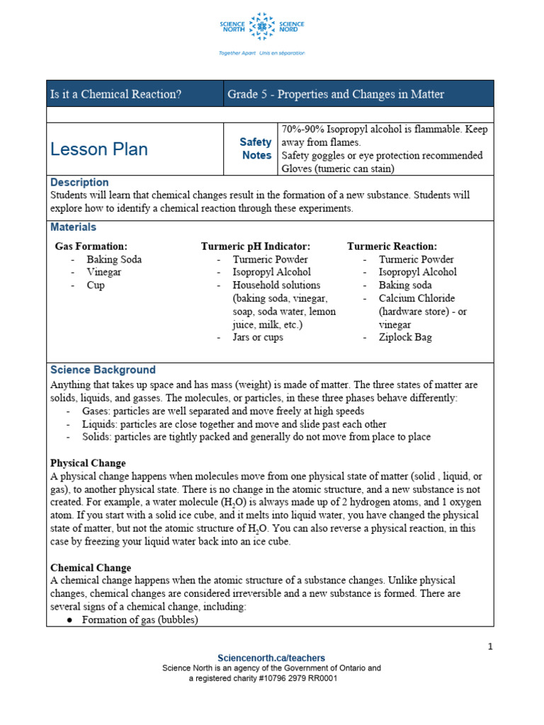 Chemical Changes in Everyday Experiments | PDF | Sodium Bicarbonate | Acid