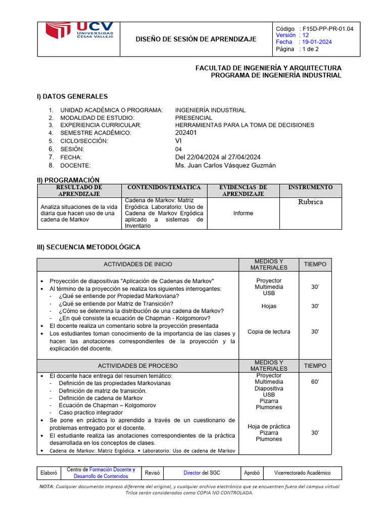 Dsa 04 | PDF | Cadena Markov | Science