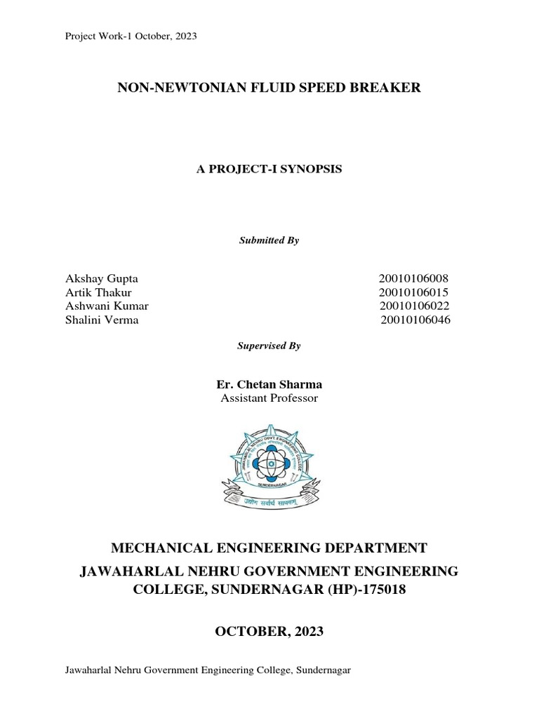 non newtonian fluid speed breaker 1 | PDF | Viscosity | Fluid Mechanics