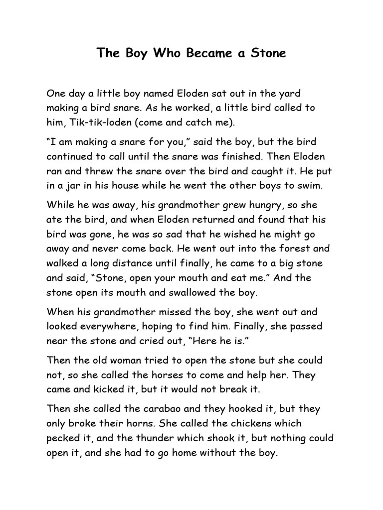 The Boy Who Became a Stone Story | PDF
