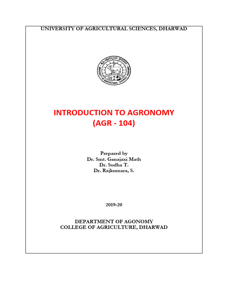 Introduction To Agronomy | PDF | Agriculture | Soil