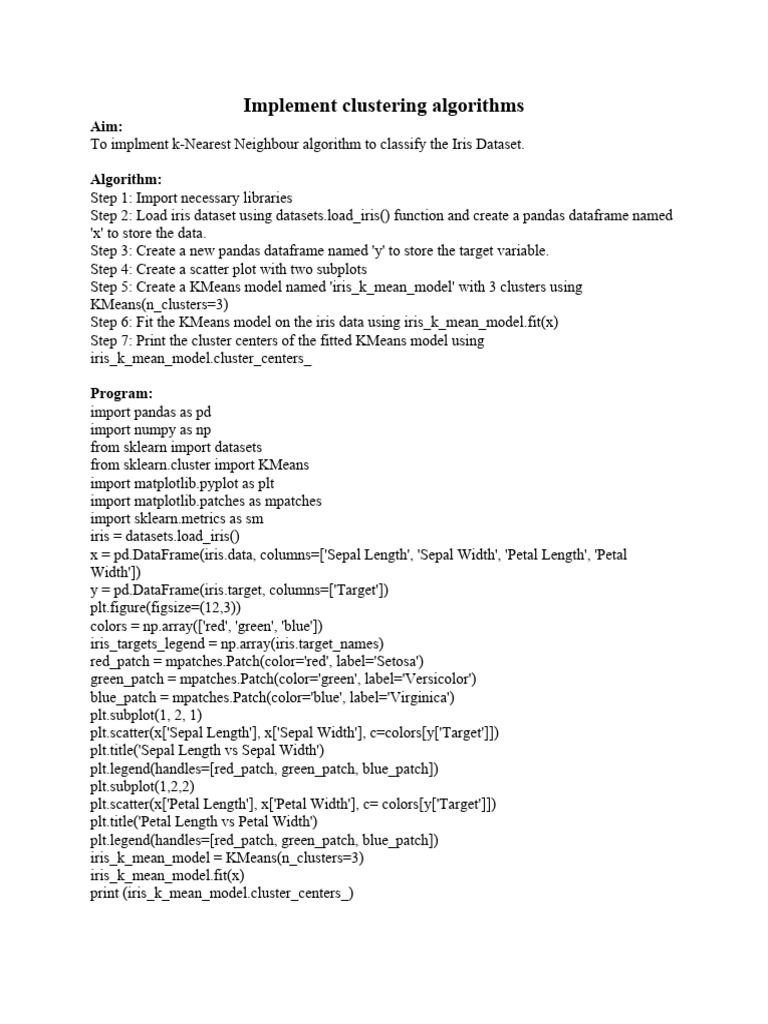 Implement Clustering Algorithms | PDF | Artificial Intelligence ...