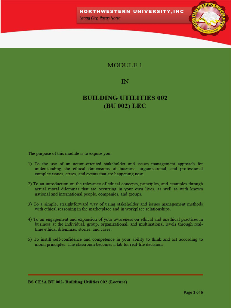 BS CE3A BU 002-Building Utilities 002 (Lecture) | PDF | Water | Plumbing