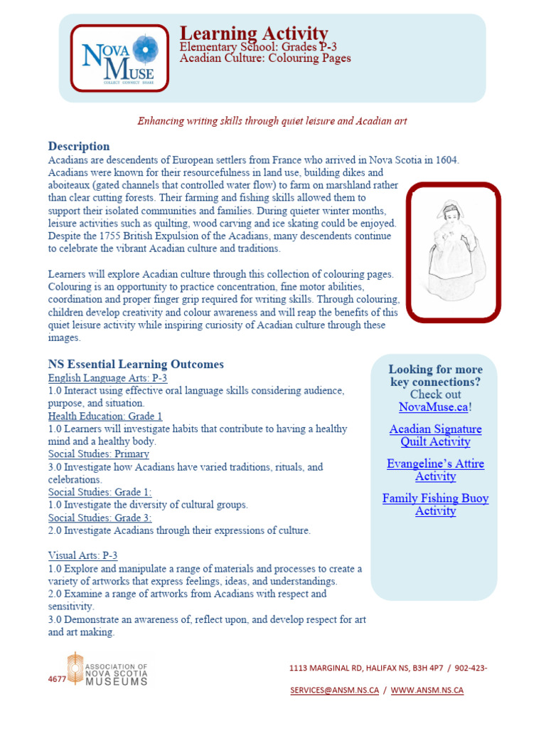 Acadian Colouring Pages | Download Free PDF | Learning