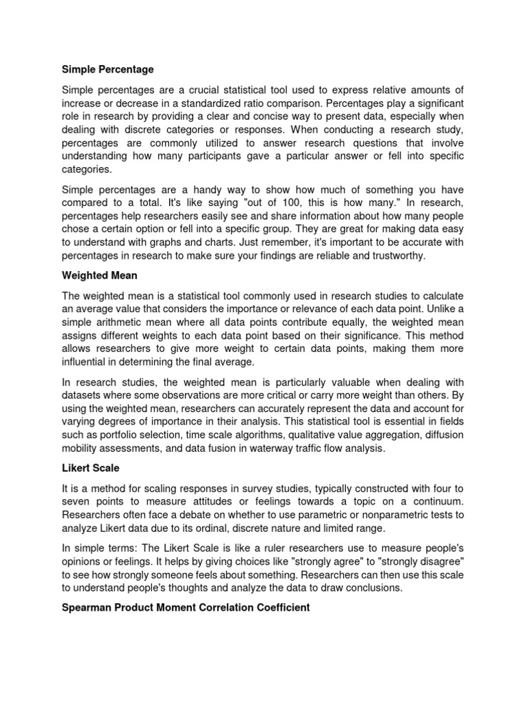 Statistical Tools Explanation Download Free Pdf Mean Likert Scale