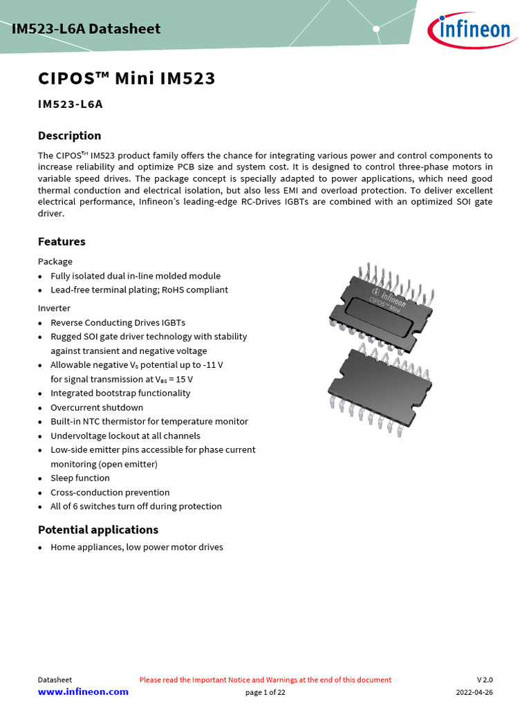 Infineon IM523 L6A DataSheet v02 - 00 EN | PDF | Electrical Engineering | Computer Engineering