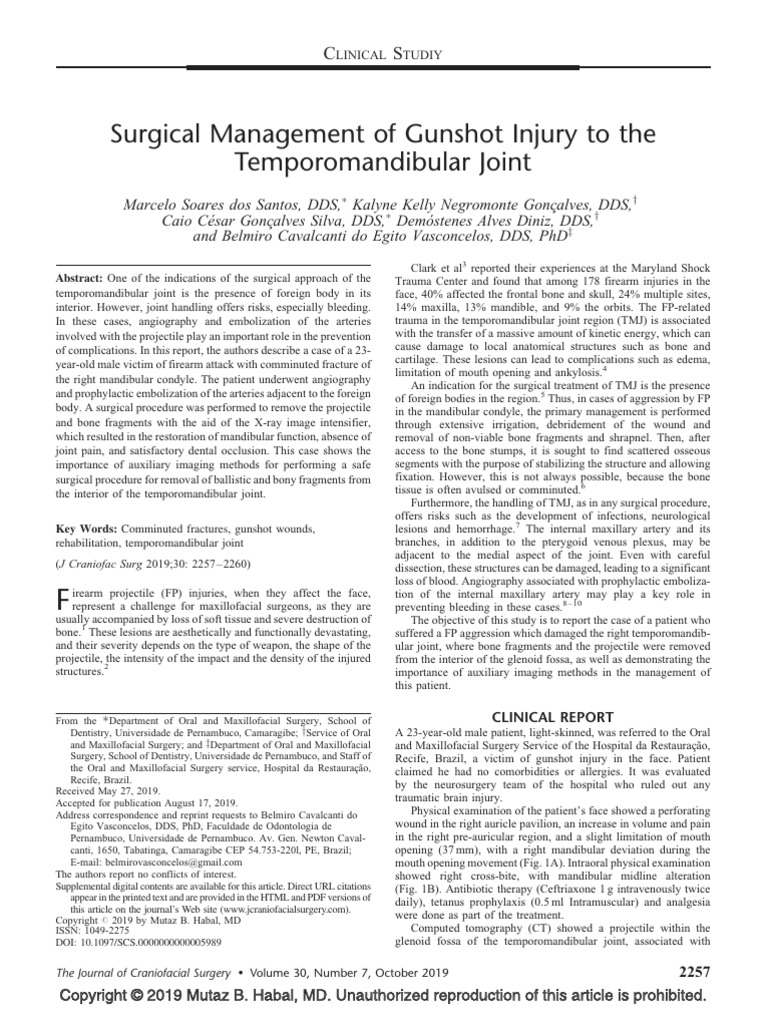 Surgical Management of Gunshot Injury To The.84 | PDF | Surgery ...