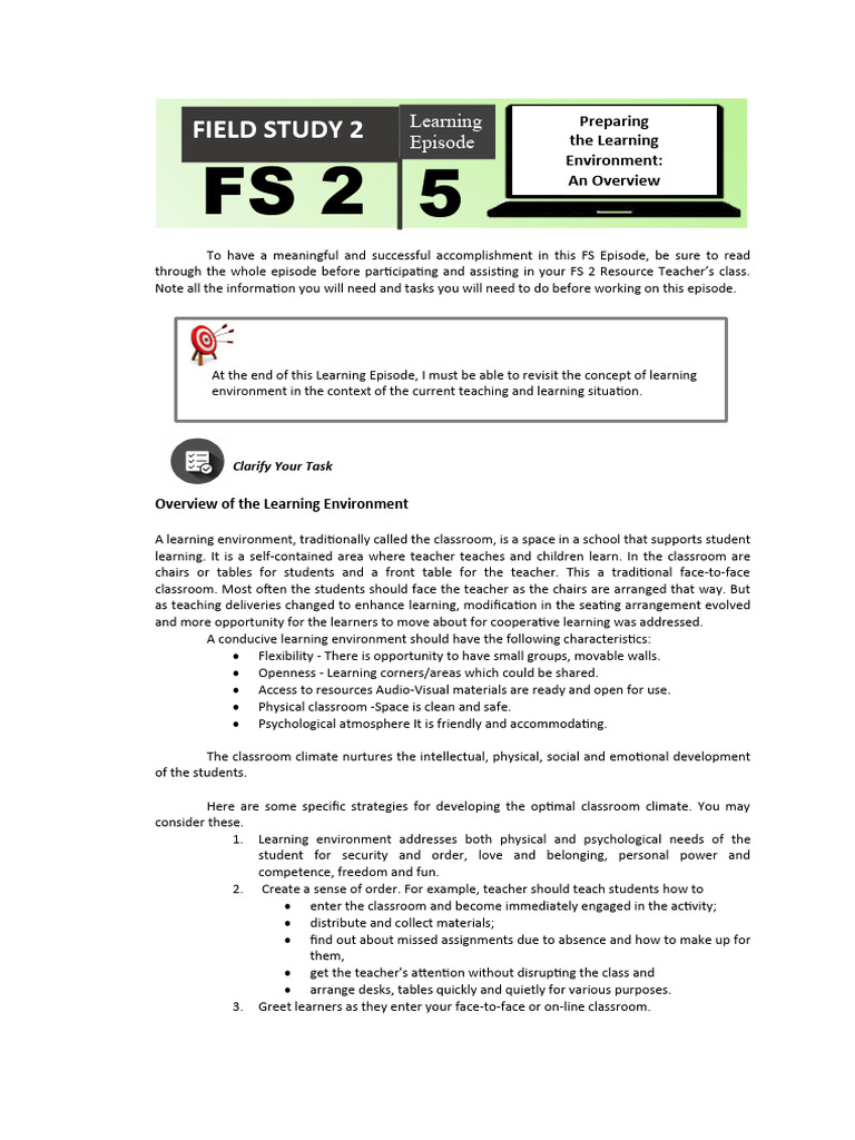 FS2 Episode 5 | PDF | Learning | Classroom