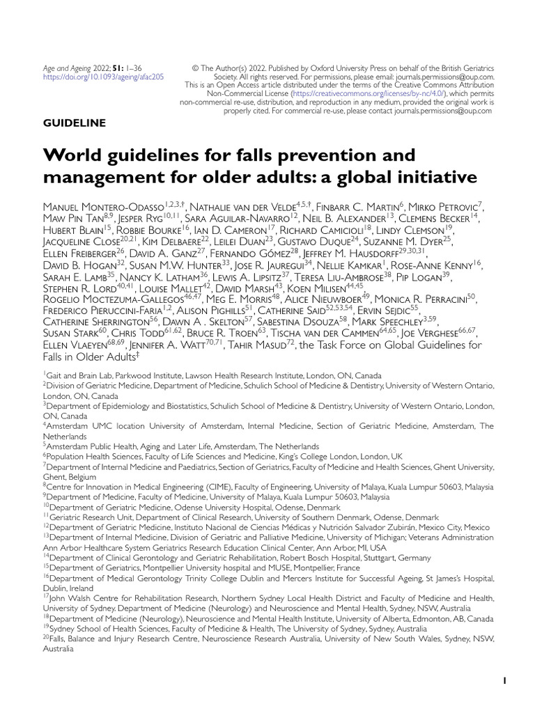 World Guidelines For Falls Prevention A For Older Adults A Global