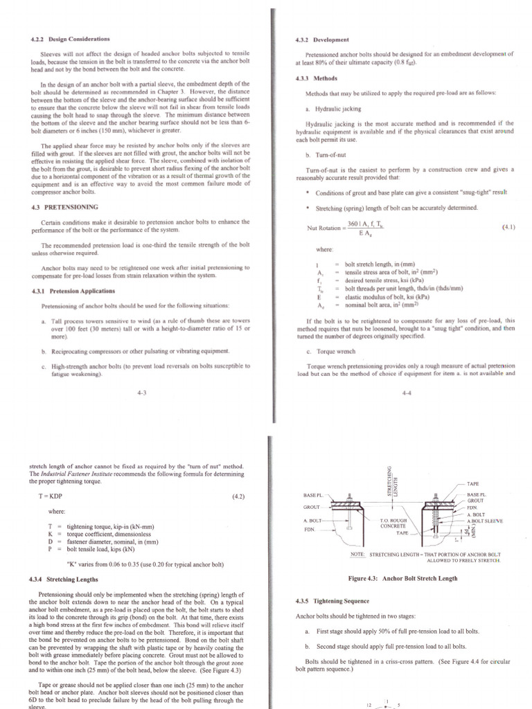 Anchor bolt pretension - Summary | PDF | Screw | Strength Of Materials