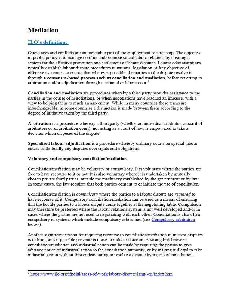 Understanding Labour Mediation Processes | PDF | Mediation | Arbitration