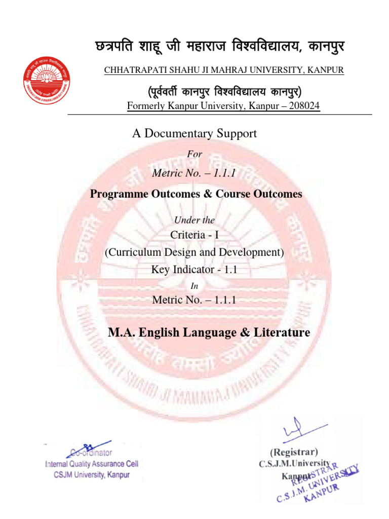 1.1.1 M.A. English NEP PO-CO-2021-22 | PDF | Victorian Literature | Thesis