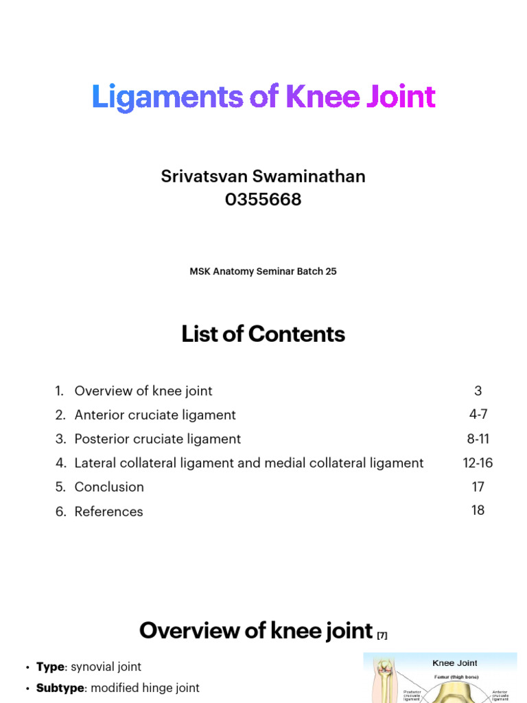 Ligaments of knee joint | PDF | Knee | Musculoskeletal System
