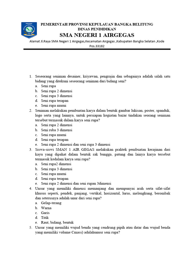 Uts Seni Budaya 2021 KLS X | PDF