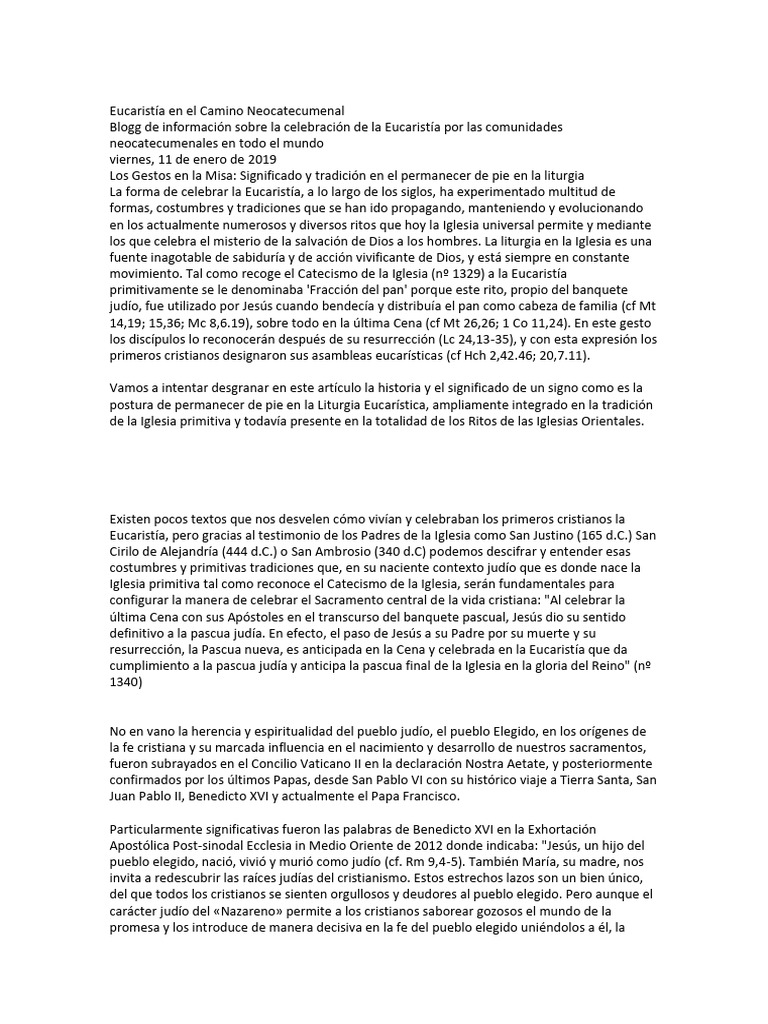 Significado de Permanecer de Pie en la Eucaristía | PDF | eucaristía ...