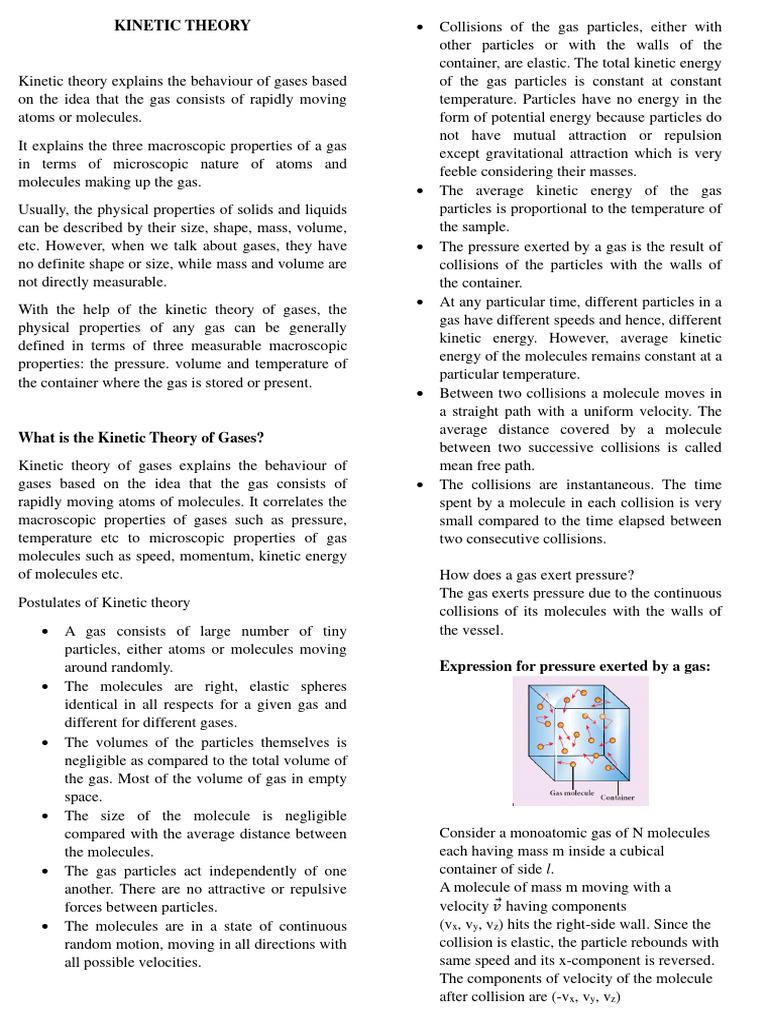 Kinetic Theory of Gas | PDF | Gases | Temperature