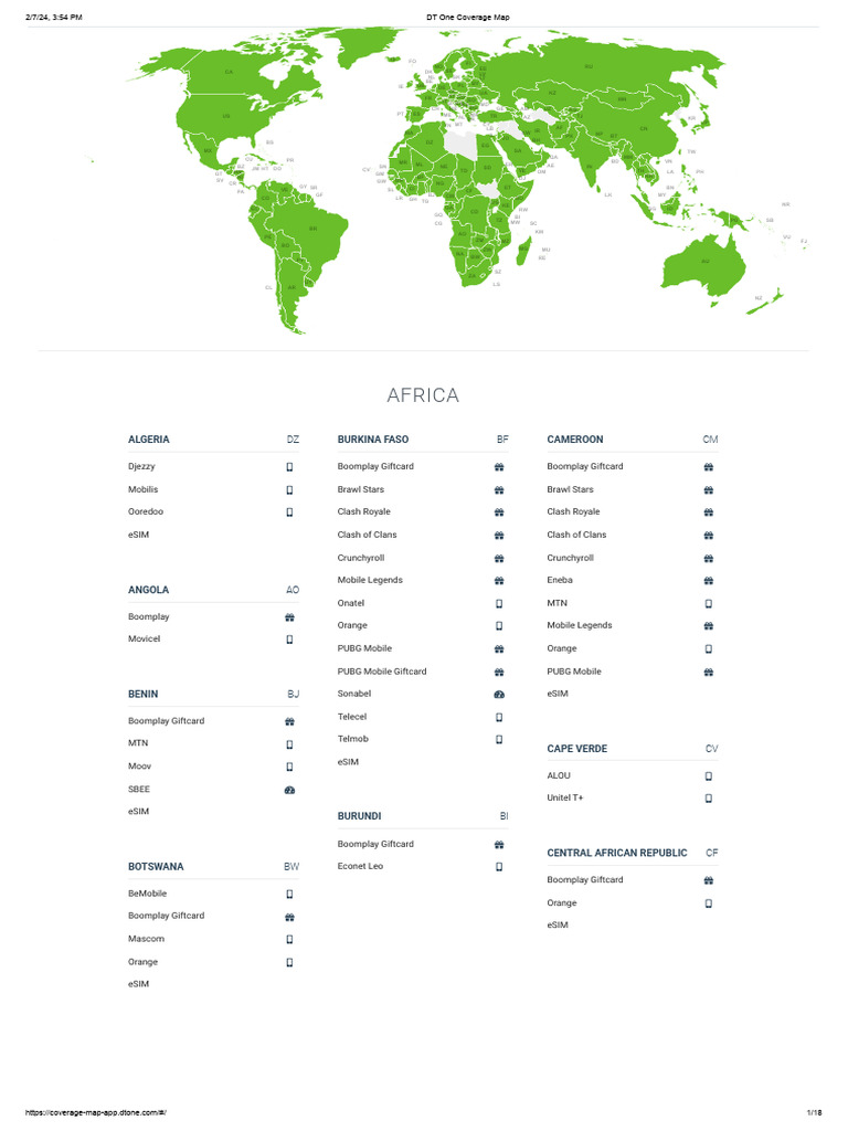 DT One Coverage Map | PDF