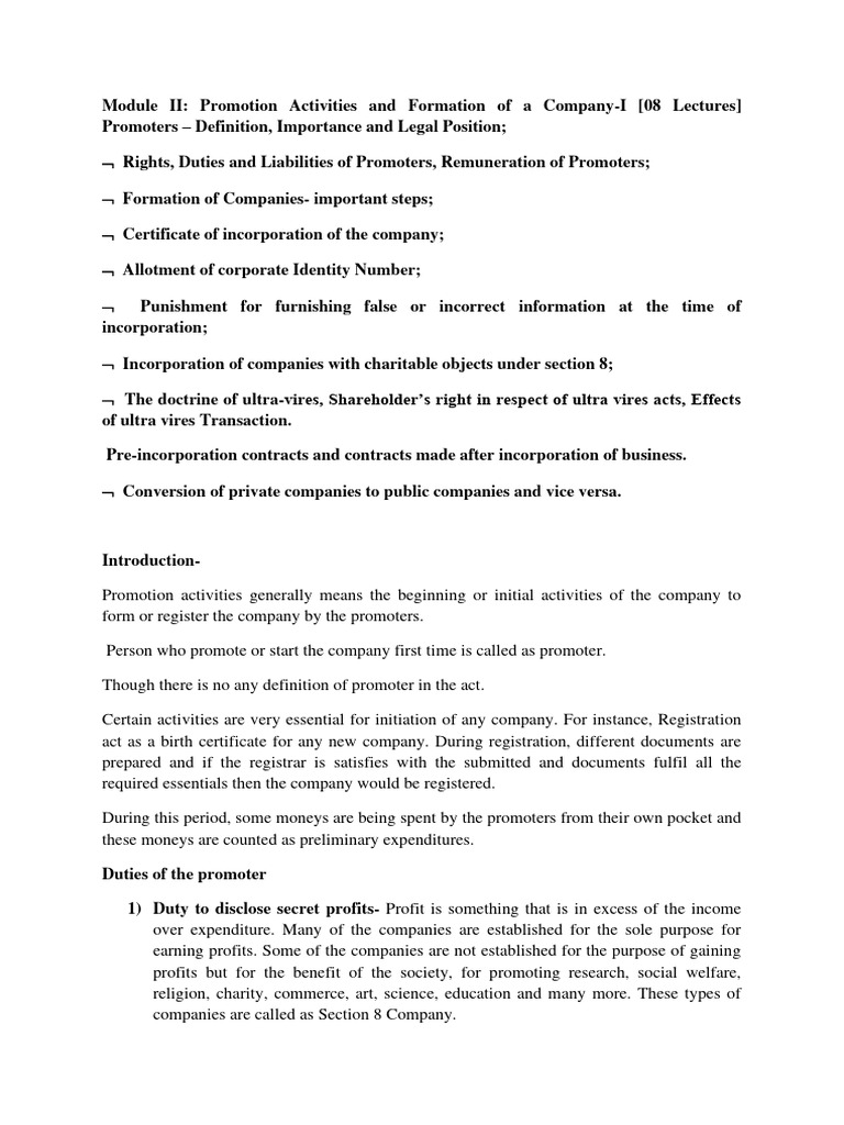 Module II (Autosaved) | PDF | Articles Of Association | Legal Liability