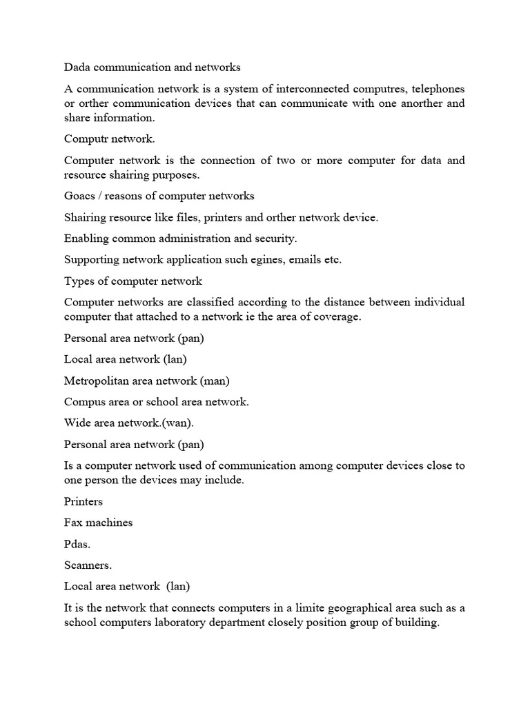 Dada Communication and Networks | PDF