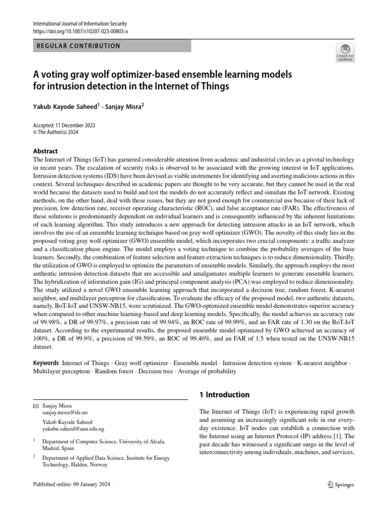 A Voting Gray Wolf Optimizer-Based Ensemble Learning Models For Intrusion Detection in The ...