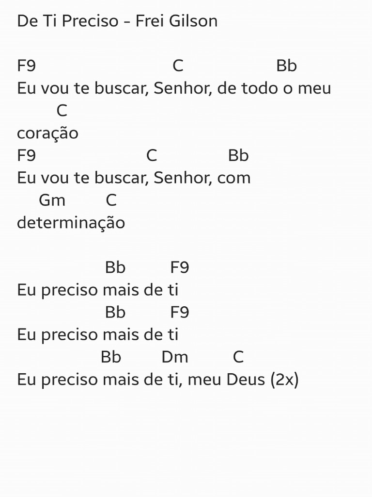 De Ti Preciso - Cifra | PDF