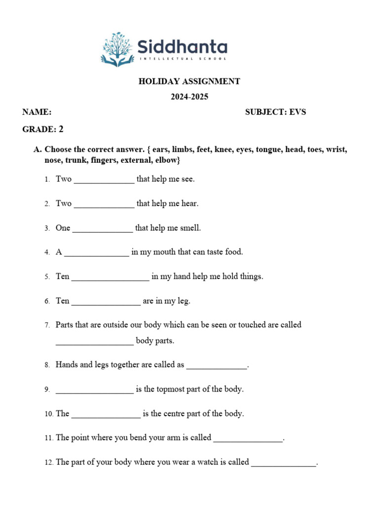 G2 Worksheet | Download Free PDF | Hand | Foot