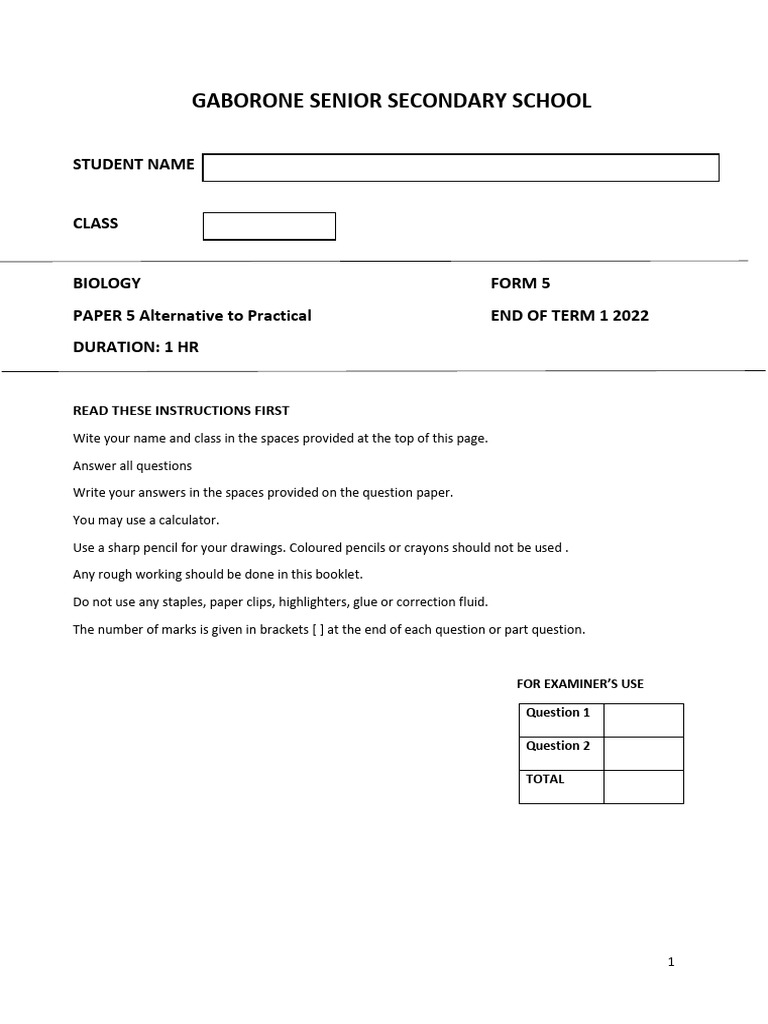 Biology Form 5 Practical Exam Guide | PDF | Catalase | Chemistry