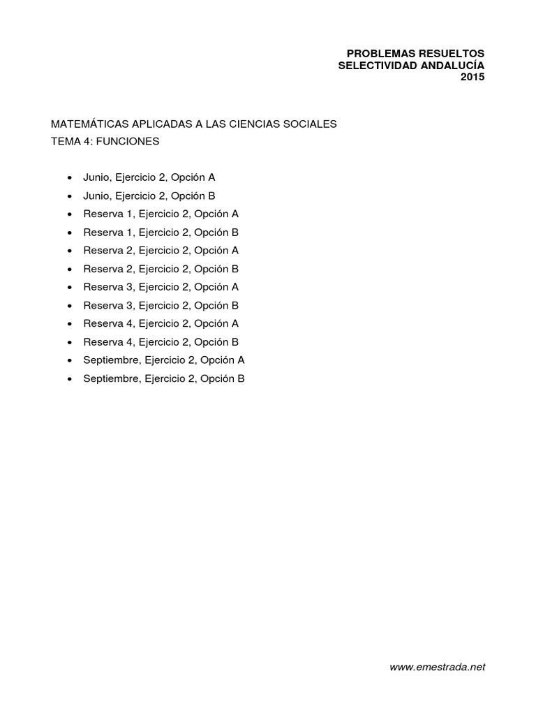 MCCSS Funciones 2015 Selectividad | PDF | Asíntota | Derivado