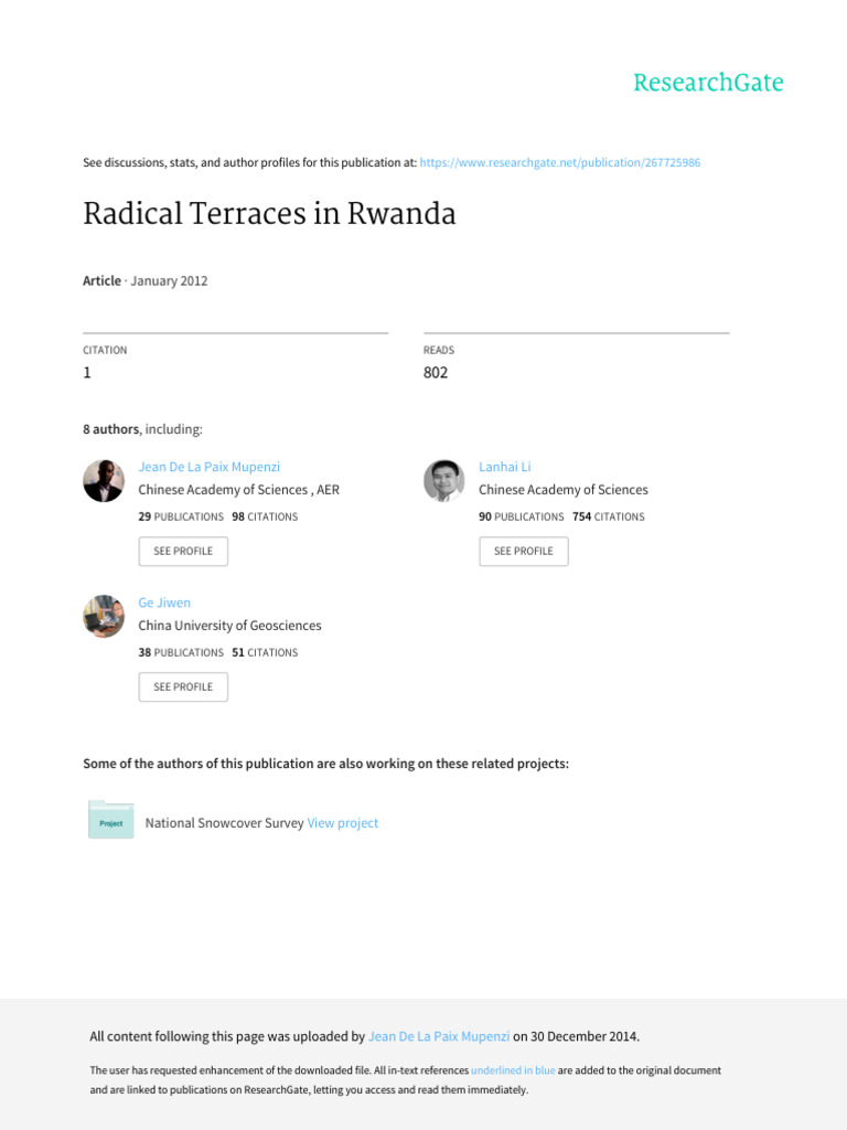 Radical Terraces for Erosion Control in Rwanda | PDF | Agriculture | Soil