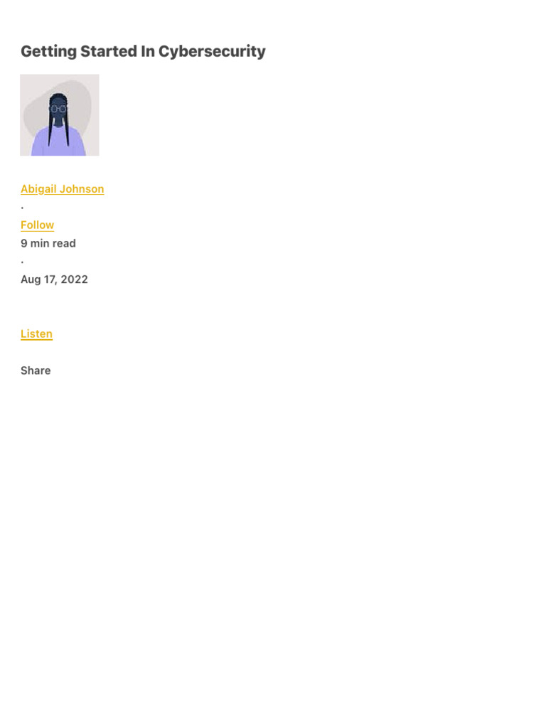 Getting Started in Cybersecurity | Download Free PDF | Security | Computer Security