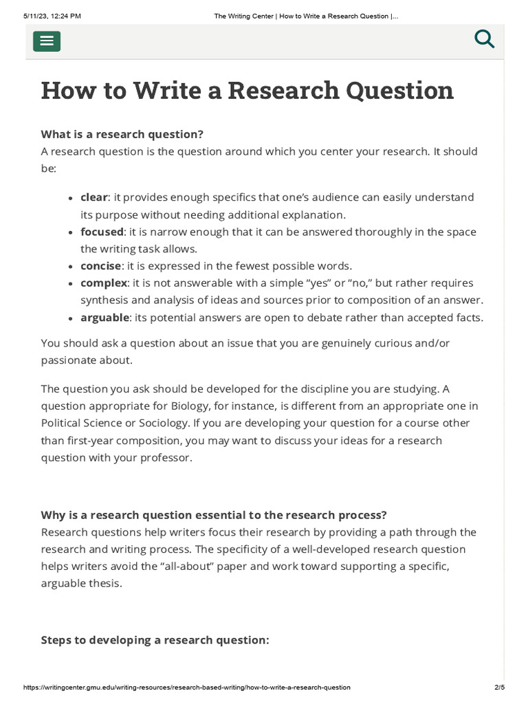 Crafting Effective Research Questions | PDF | Question | Social ...