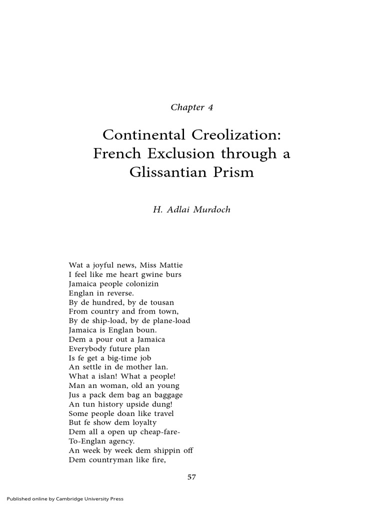 Continental Creolization French Exclusion Through A Glissantian Prism ...