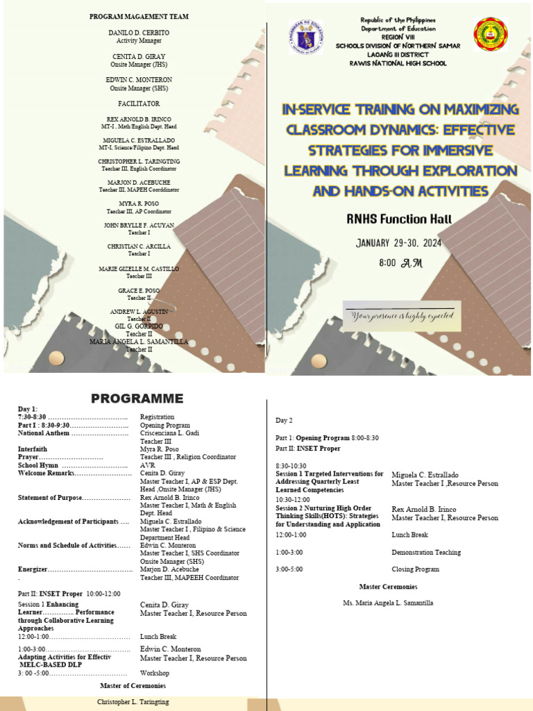 INSET PROGRAM | PDF | Change | Behaviorism