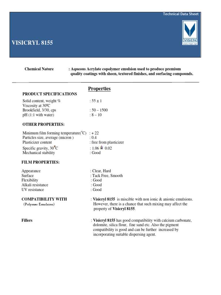 Visicryl 8155 | PDF | Paint | Materials