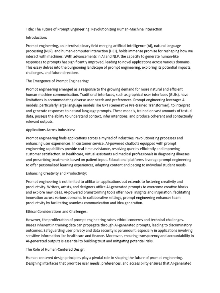 Future of Prompt Engineering | PDF | Artificial Intelligence ...