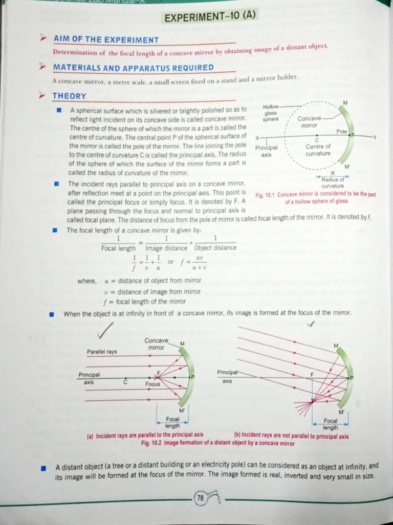 Physics Expt 1 Determination of Focal Length of A Concave Mirror | PDF