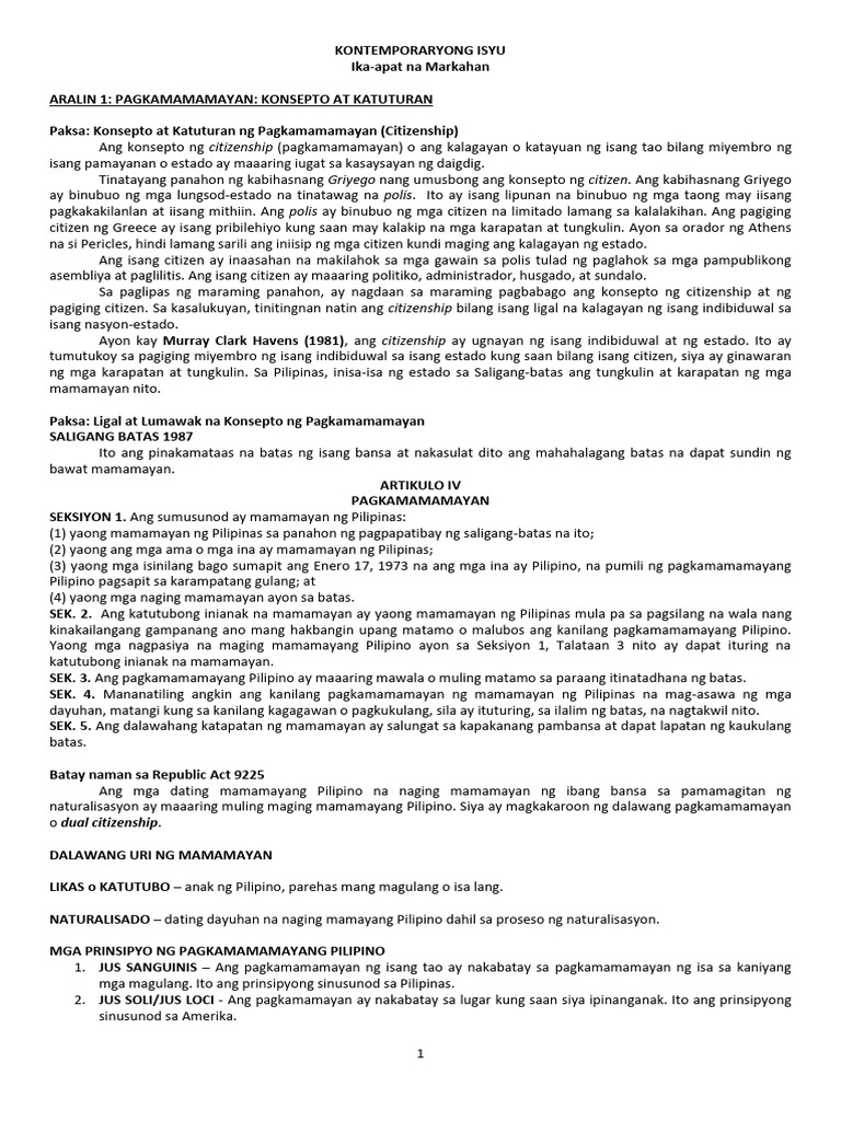 AP10 4th Quarter Hand Outs | PDF