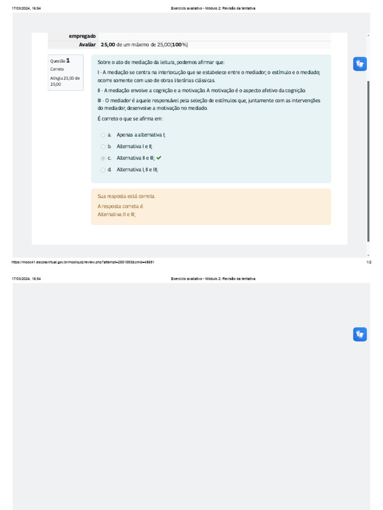 Exercício avaliativo - Módulo 2_ Revisão da tentativa | PDF