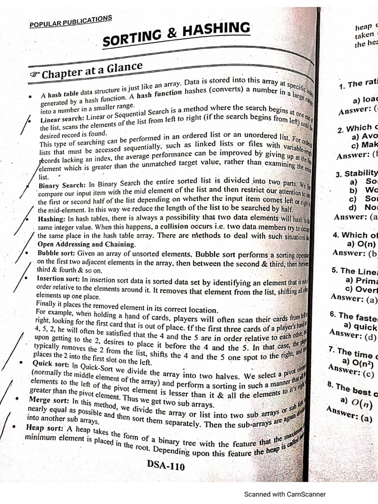 Sorting and Hashing | PDF