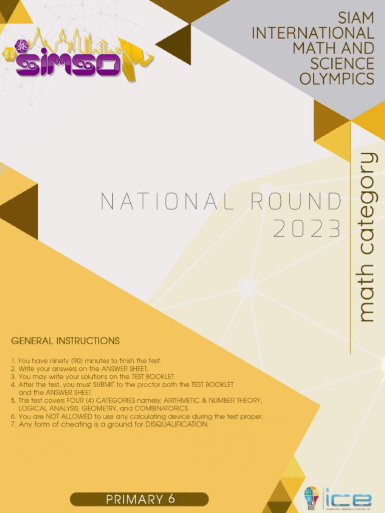 G06-2023-SIMSO-Math-National Round | PDF | Area | Elementary Mathematics