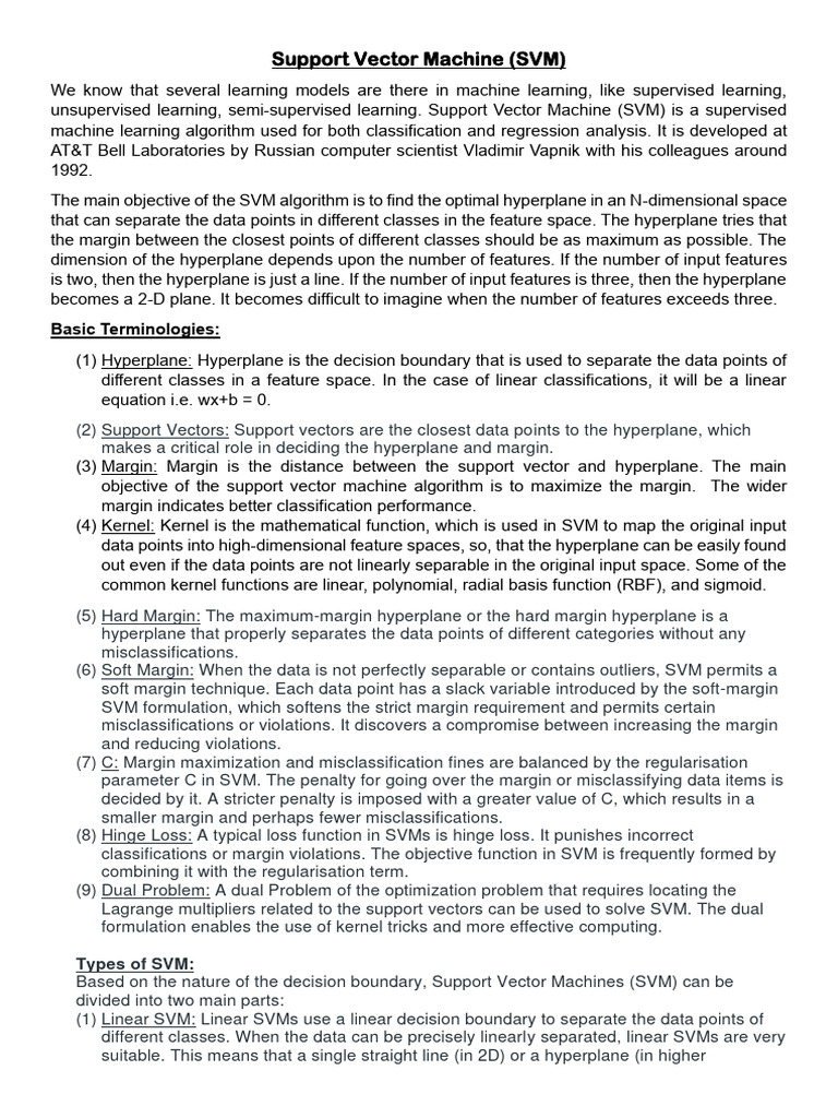 SVM | PDF | Support Vector Machine | Artificial Intelligence