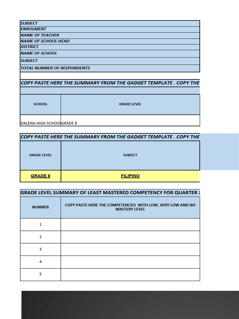 Grade 8 Filipino Mastery Report | PDF