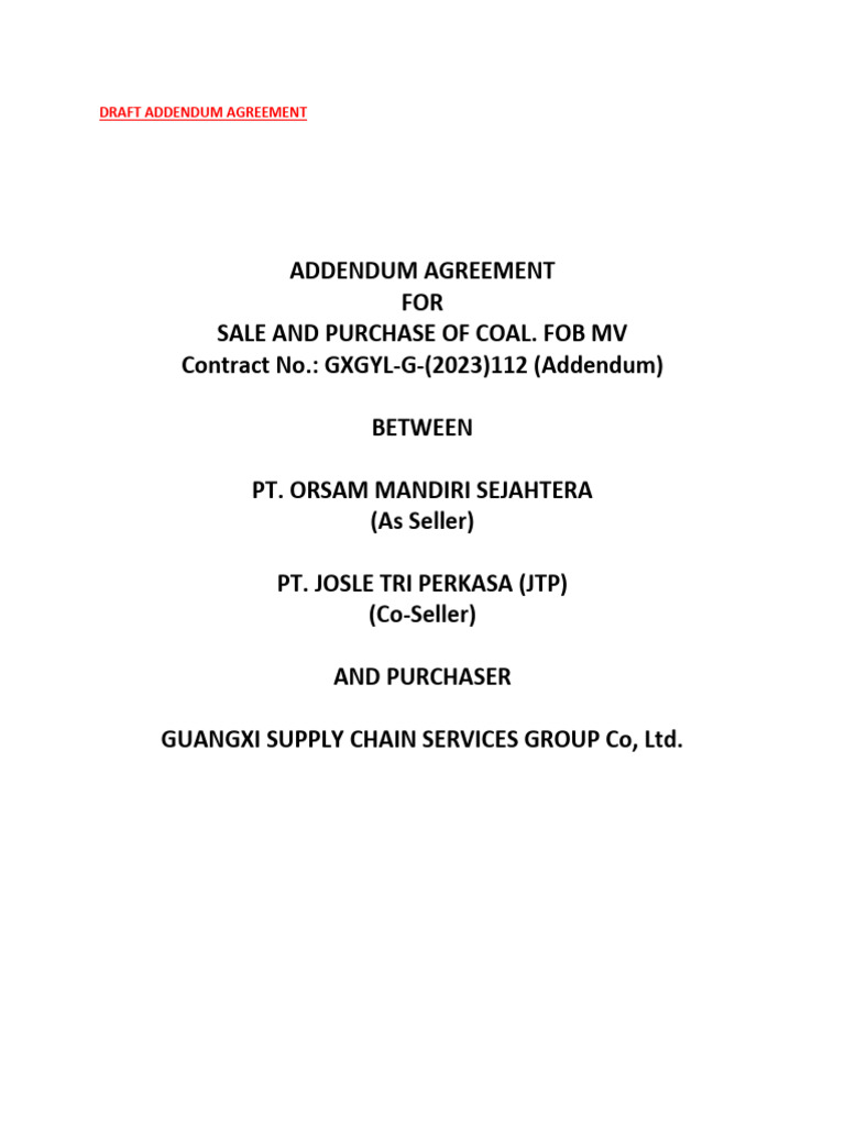 Draft Addendum Agreement | PDF | Business | Business Law