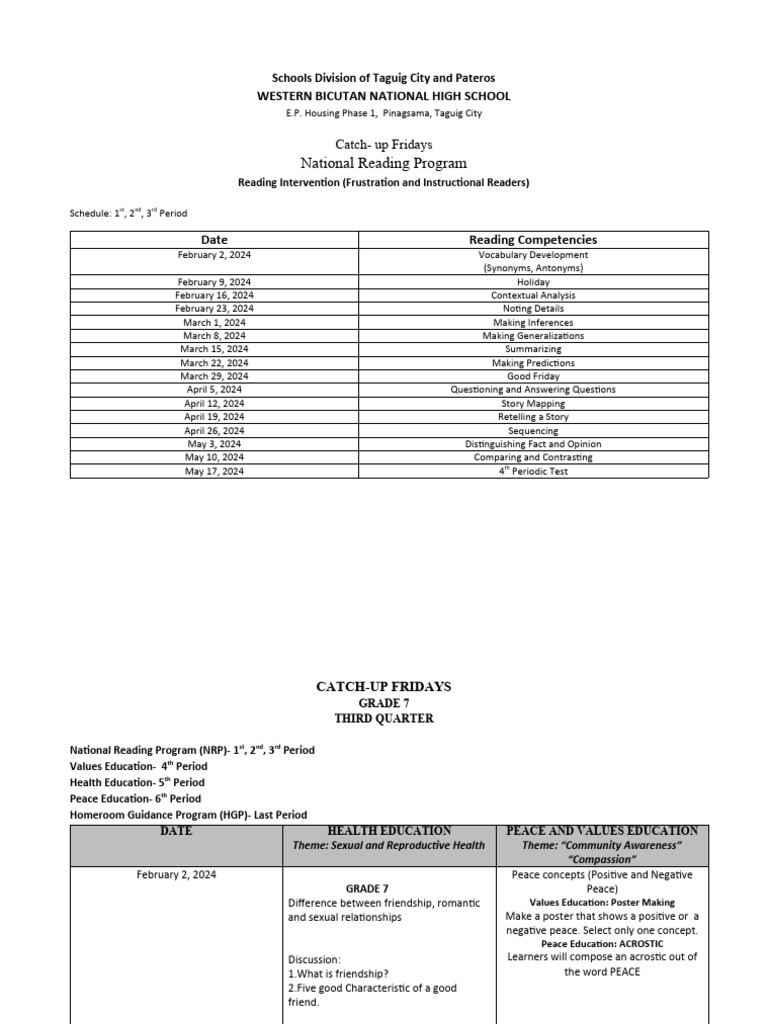 MAPEH PEACE-EDUCATION - G7 - G8 - G9 - G10 - CATCH-UP-FRIDAYS-LESSONS ...