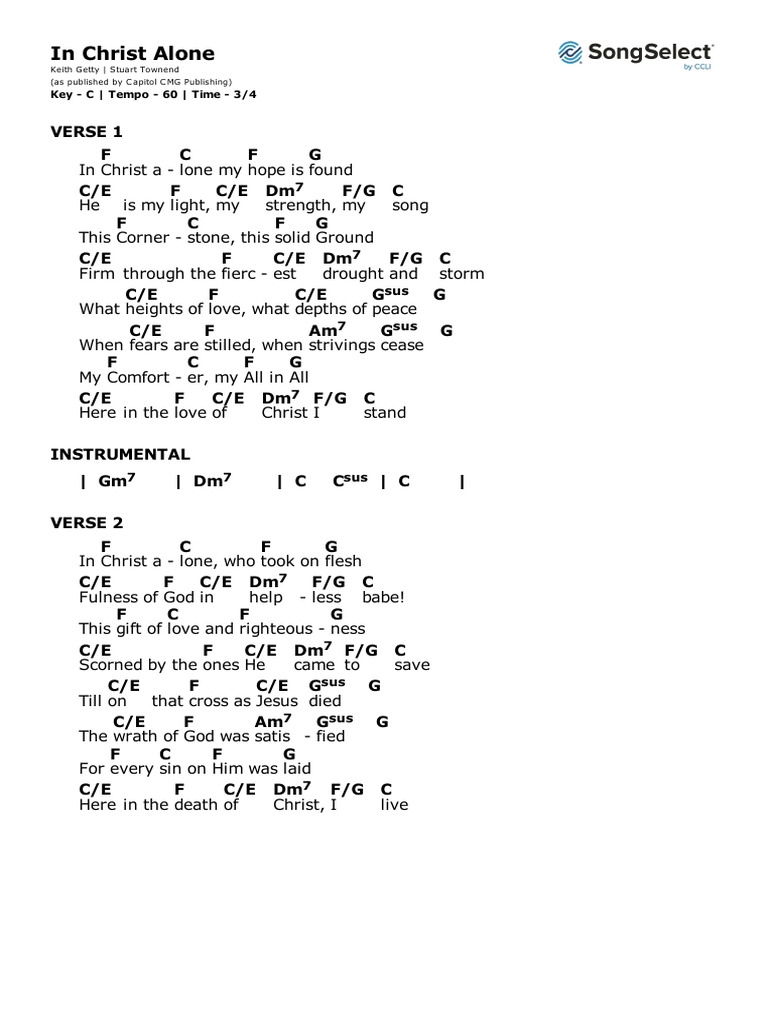 In Christ Alone-chords-C | PDF | Religious Belief And Doctrine ...