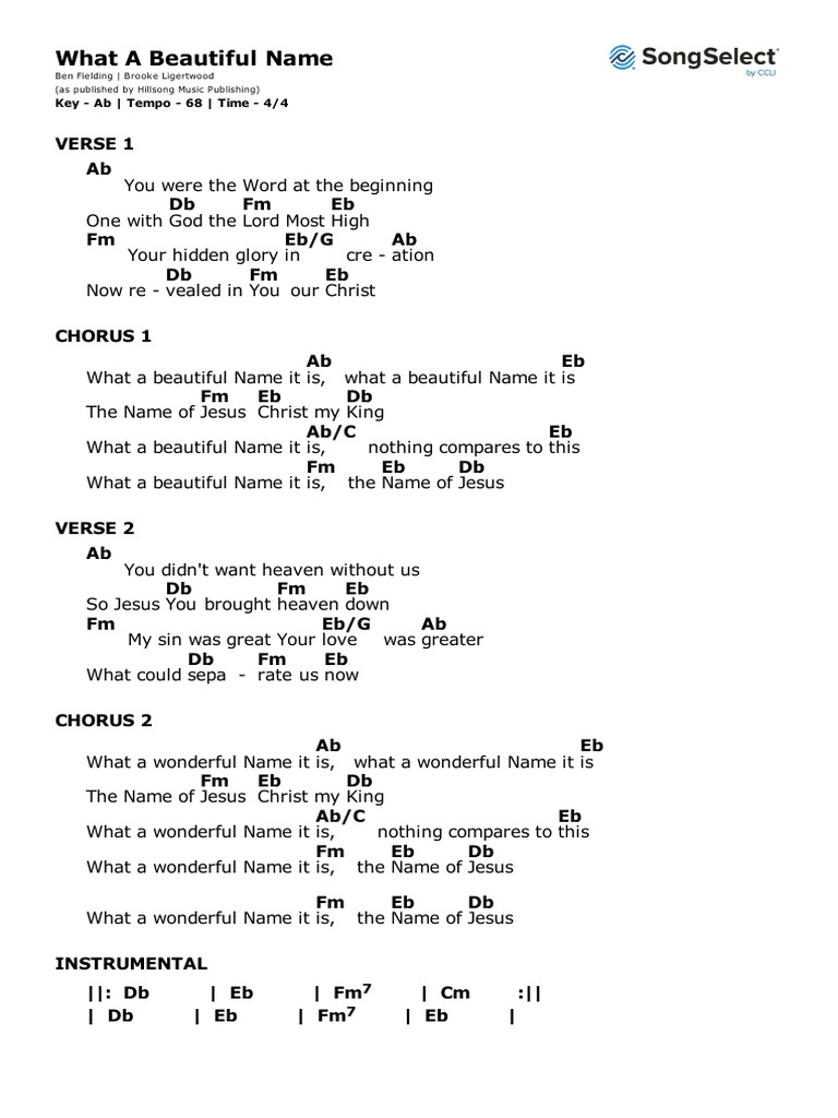 What A Beautiful Name-chords-Ab | PDF | Systematic Theology | Christian ...