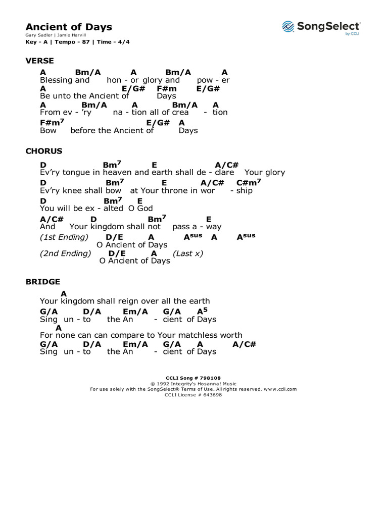 Ancient of Days-chords-A | PDF
